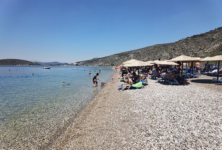 The long Kondyli beach (Agios Nikolaos) in Argolida - Map - Choice Greece